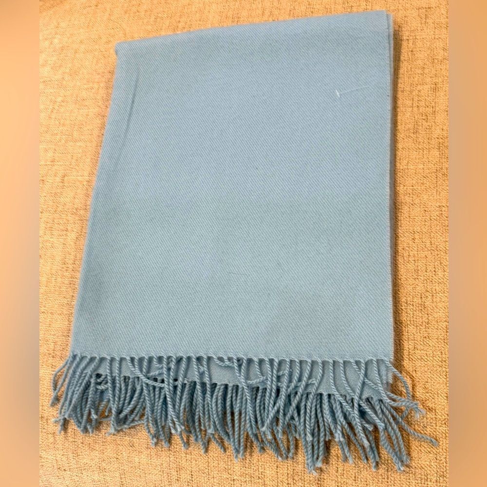 Large And Rectangle Sky Blue Wool Touch Long Scarf - Gem